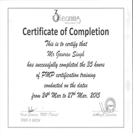 PMP Certificate | PDF