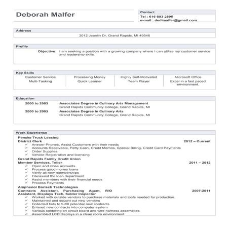 Deborah Malfer Resume | DOC