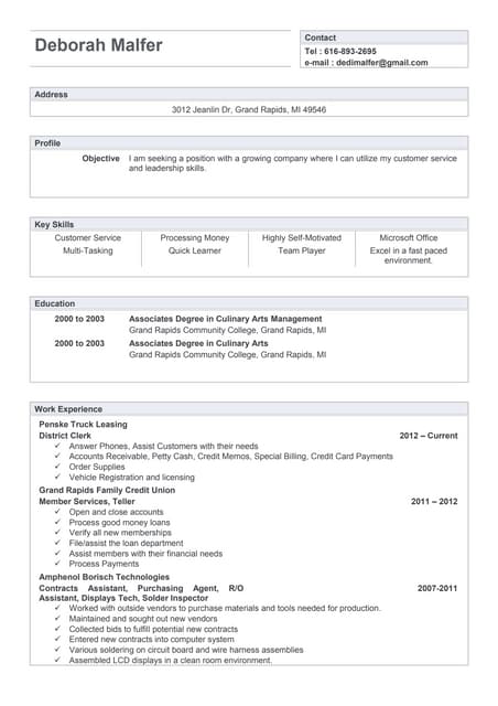 My Current Resume | DOCX