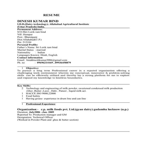 DINESH NEW RESUME 1(1)d | PDF