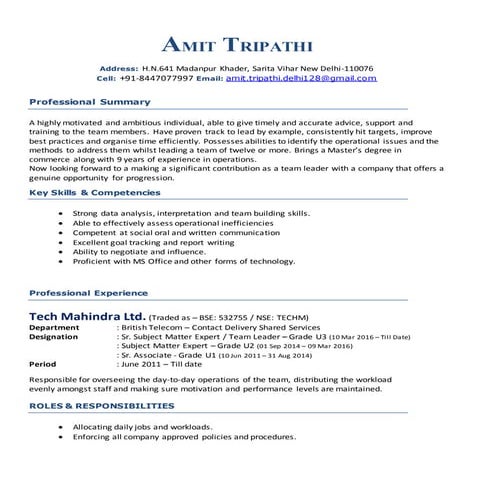 CV - Amit Tripathi | DOCX