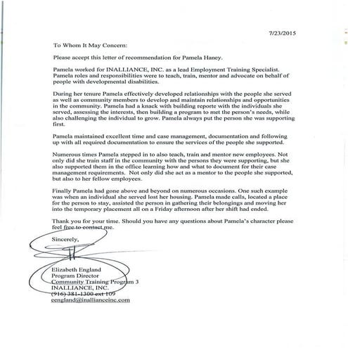 Inalliance Reference Letter | PDF