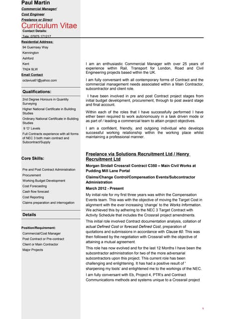 CV Jonathan Grice | PDF