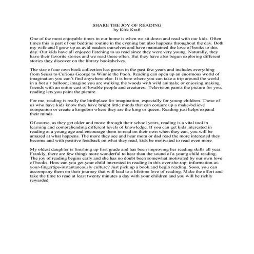 SHARING THE JOY OF READING | PDF