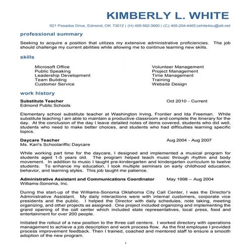 2016 Resume - Kimberly White | PDF