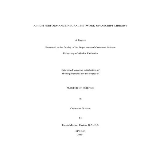 A High Performance Neural Network JavaScript Library - Payton 2015. | PDF
