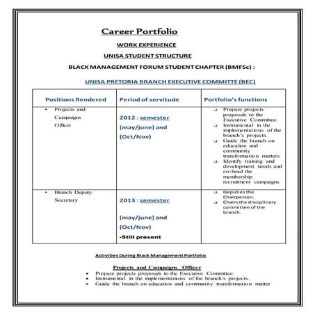 Career Portfolio | DOCX