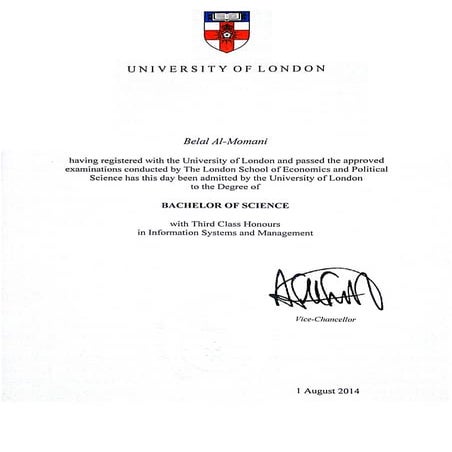 Oxford degree certificate