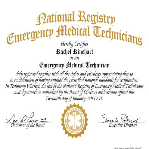 EMT Certificate | PDF