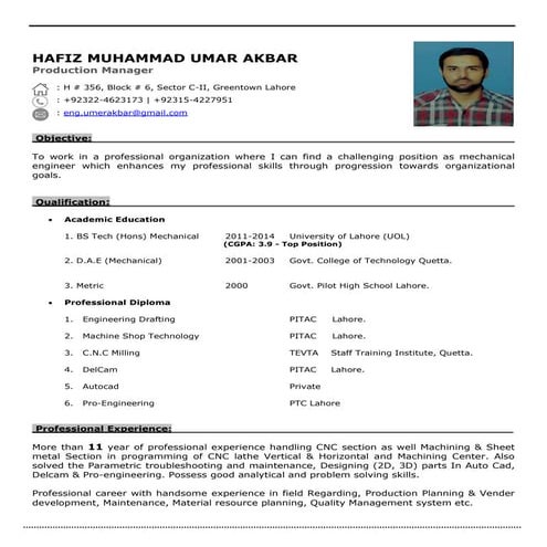 Hafiz Muhammad Umer Akbar Cv Pdf
