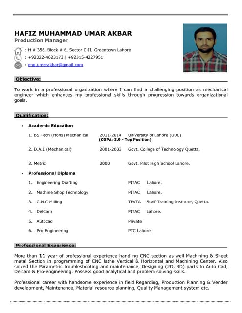 Hafiz Muhammad Umer Akbar Cv Pdf