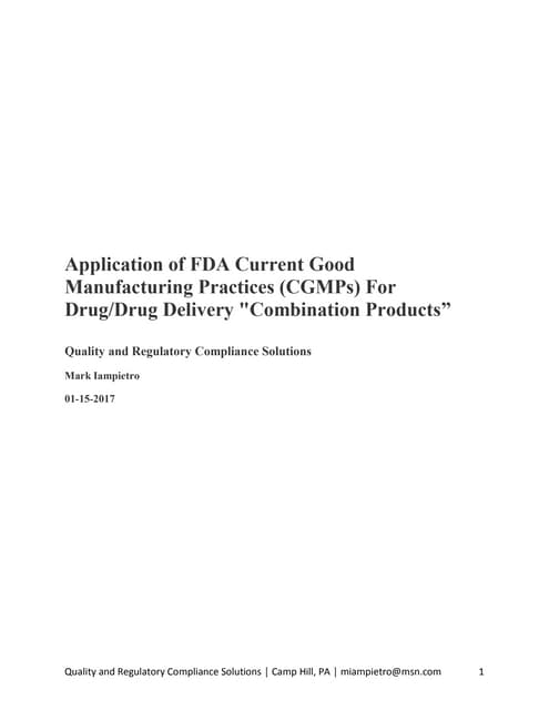 New FDA Compliance Program for Combination Product Inspections | PDF