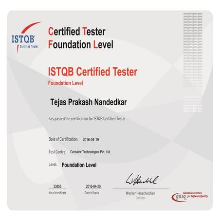 Tejas Prakash Nandedkar_ISTQB CTFL Certificate | PPT