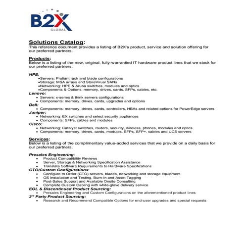 B2X Global Solutions Catalog | PDF