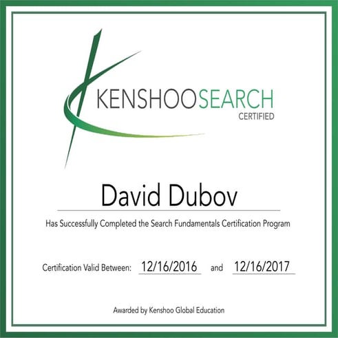 Search Fundamentals Certification-David Dubov | PDF