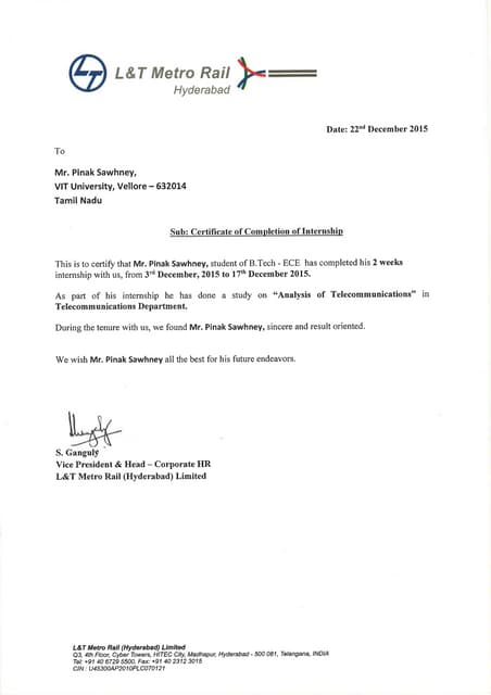 LETTER OF INTERNSHIP COMPLETION | PDF