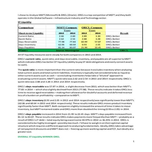 MSFT & ORCL Analysis | DOCX