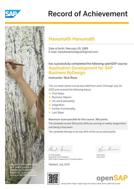 Course by Opensap.com record of achievement | PDF