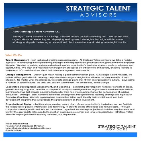 Strategic Talent Advisors Brochure | PDF