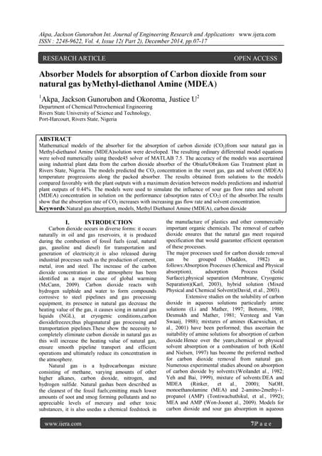 Natural gas sweetening using MDEA | PPT