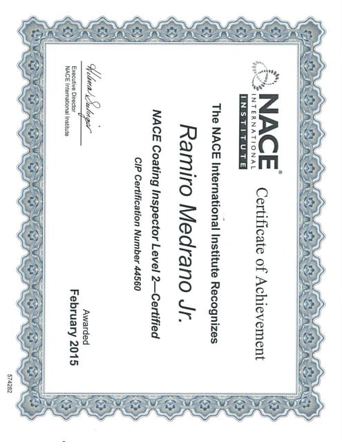 Nace 1 Certification | PDF