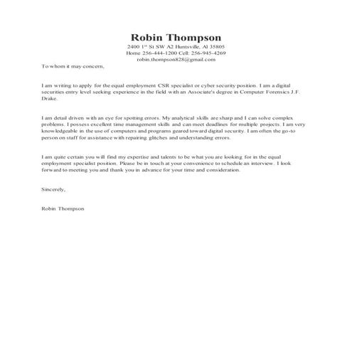 cover letter 2016 | PDF