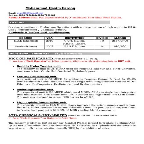 Application for, Refinery Operator. | PDF