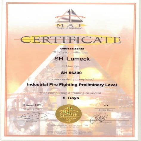 Certificate of Industrial Fire Fighting | PDF