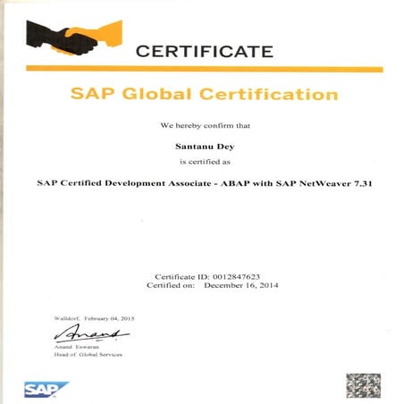 SAP CERTIFICATE | PDF