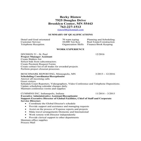 Stacy's Office Manager Professional 2016 resume | DOC