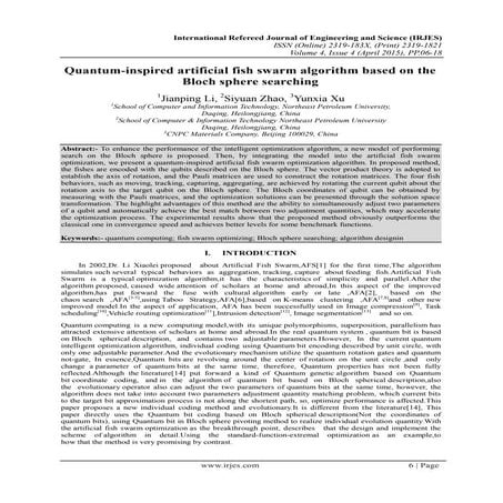 Quantum-inspired artificial fish swarm algorithm based on the Bloch sphere searching | PDF