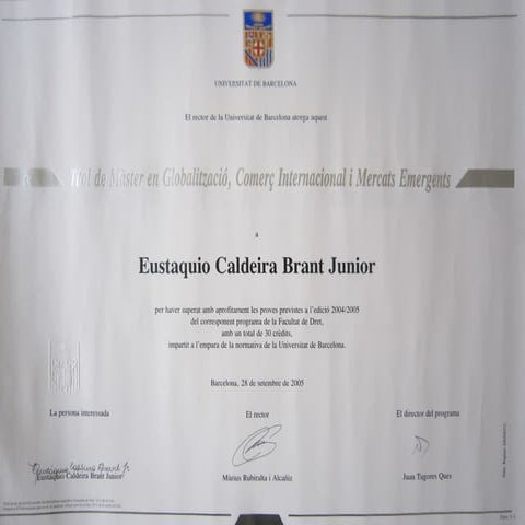 Master certificate - Universitat de Barcelona | PDF