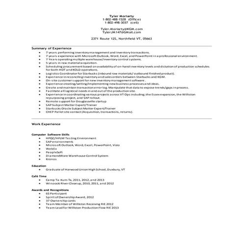 Moriarty Tyler Resume | PDF