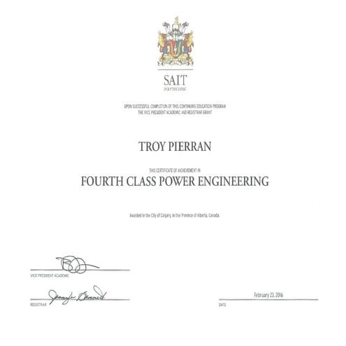 Power Engineering 4th Class Diploma (official document) 2 | PDF ...