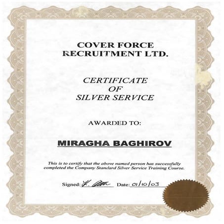 Certificate of Silver Service | PDF