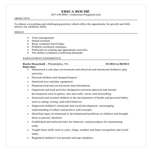 Erica Roche Resume FC | PDF