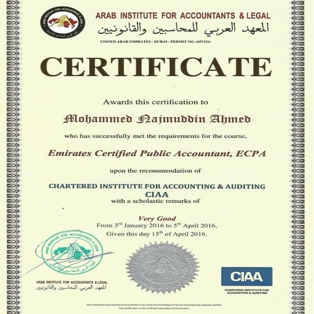 CIAA ECPA Certificate Main | PDF