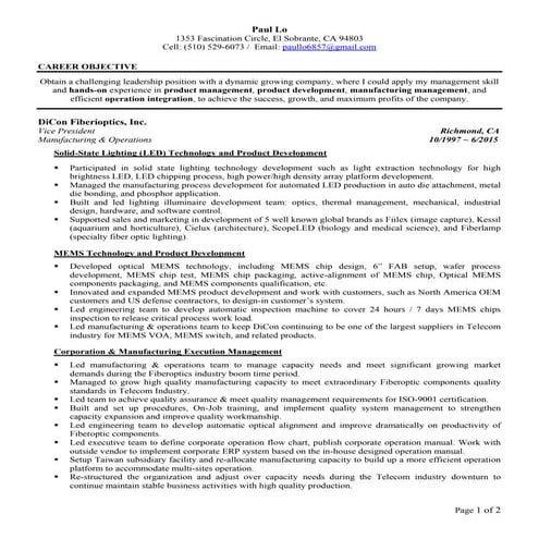Paul Lo resume | PDF
