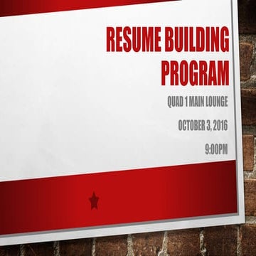 Resume Building Program | PPTX