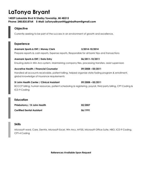Janette Lee Carosone Resume (1) | DOCX | Healthcare Industry | Industries