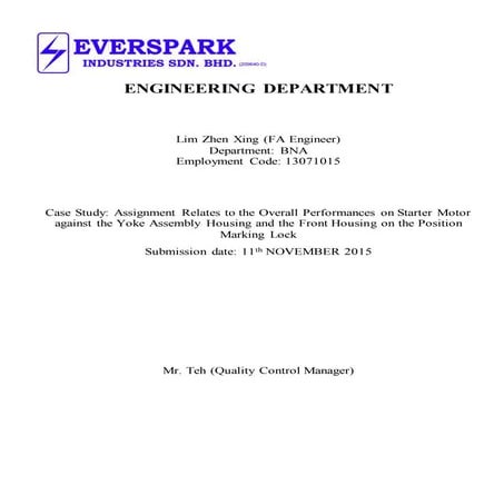 Case study- Assignment Relates to the Overall Performances on Starter ...
