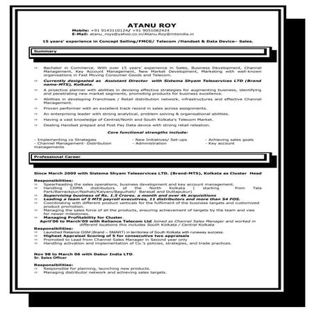 Atanu Roy Resume | DOC