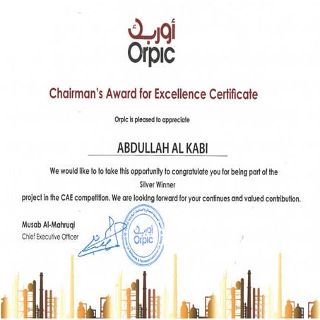 Chairman's Award For Excellence Certificate | PDF
