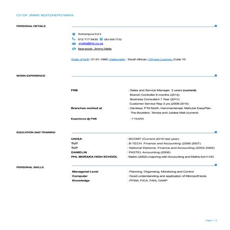 CV of Jimmy Mafa 02-15 | DOCX