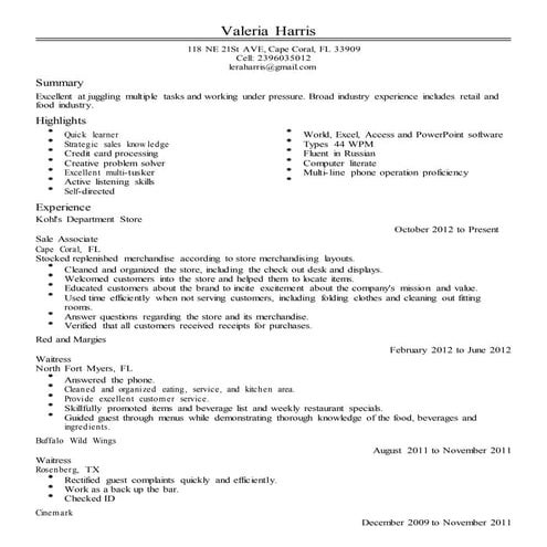 Valeria Harris Resume | PDF
