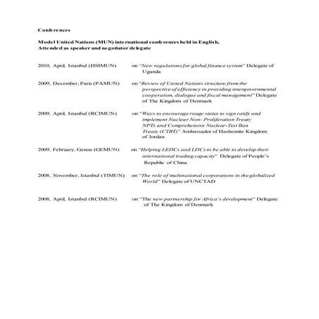 Model United Nations Conferences | DOCX | Politics