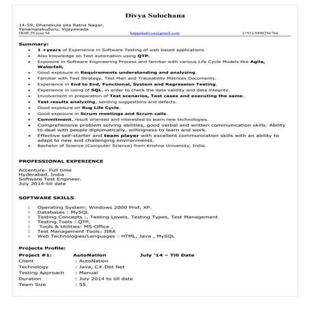 Divya testing CV | DOC