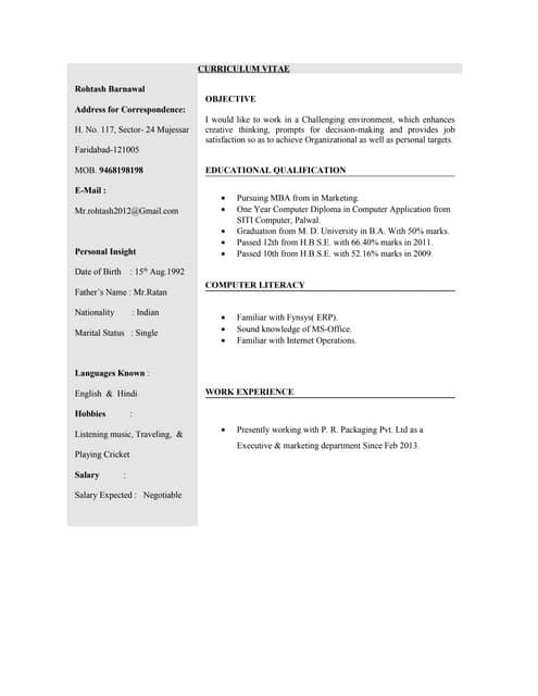 CV Rajat kansal B.Tech | Resume Writing and Advice | Job Search