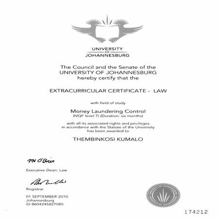 AML Certificate | PDF