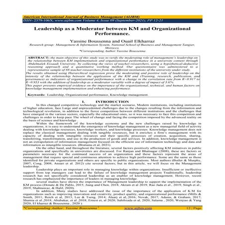 The Impact of Knowledge Management on Achieving Institutional ...